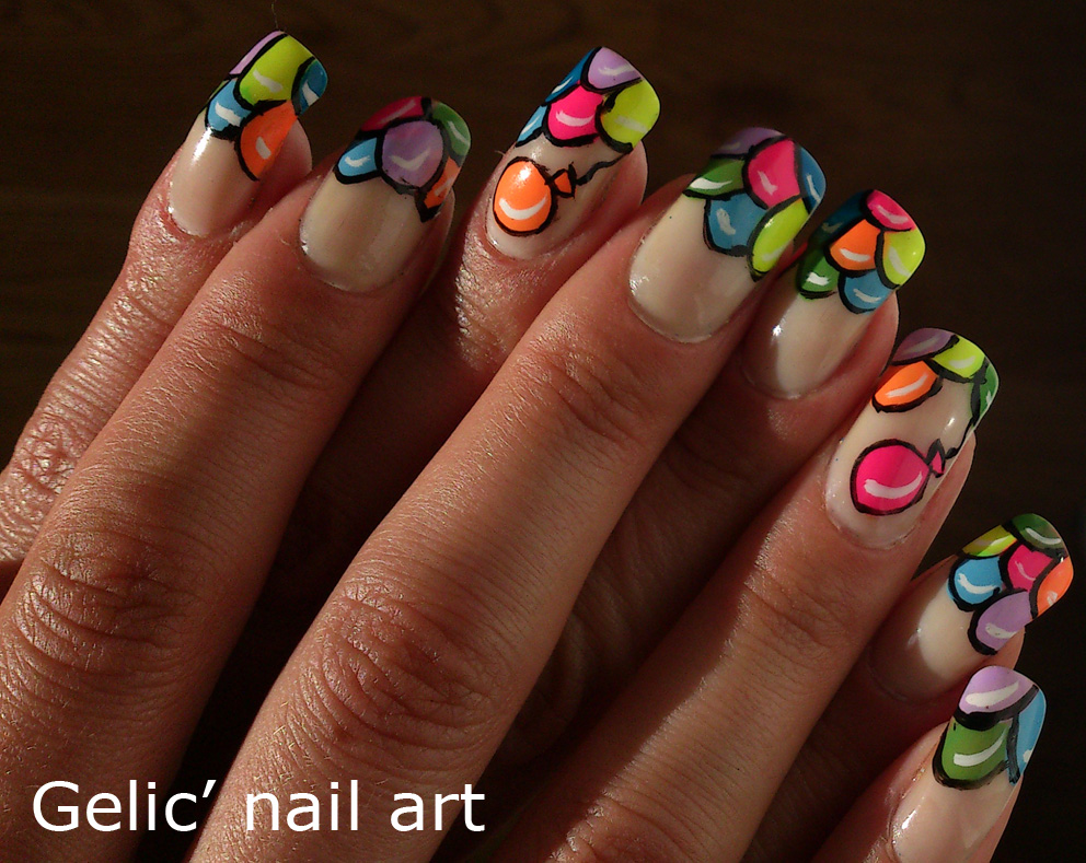 Gelic' nail art: Balloon funky french/ balloon nail art