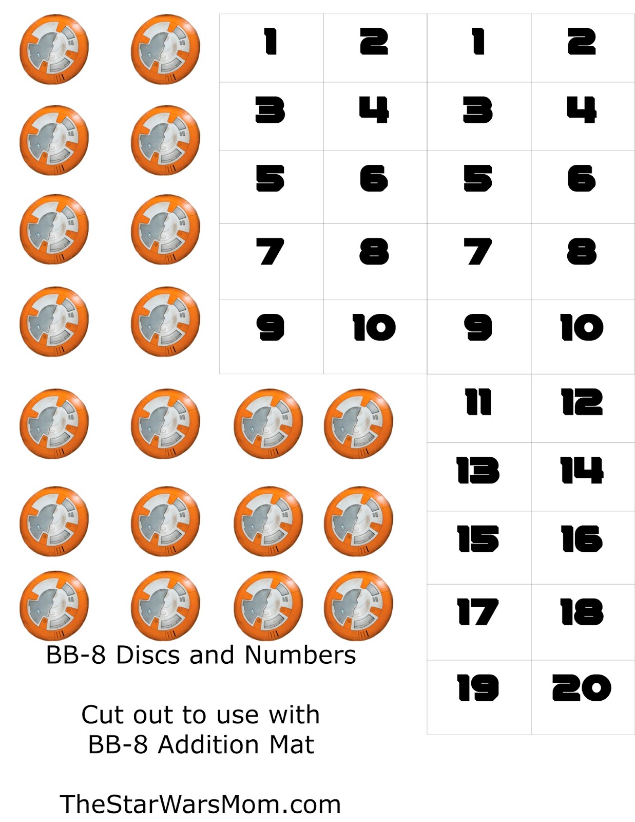 BB-8 Math - Addition Mat - Star Wars Free Printable - The Star Wars Mom ...