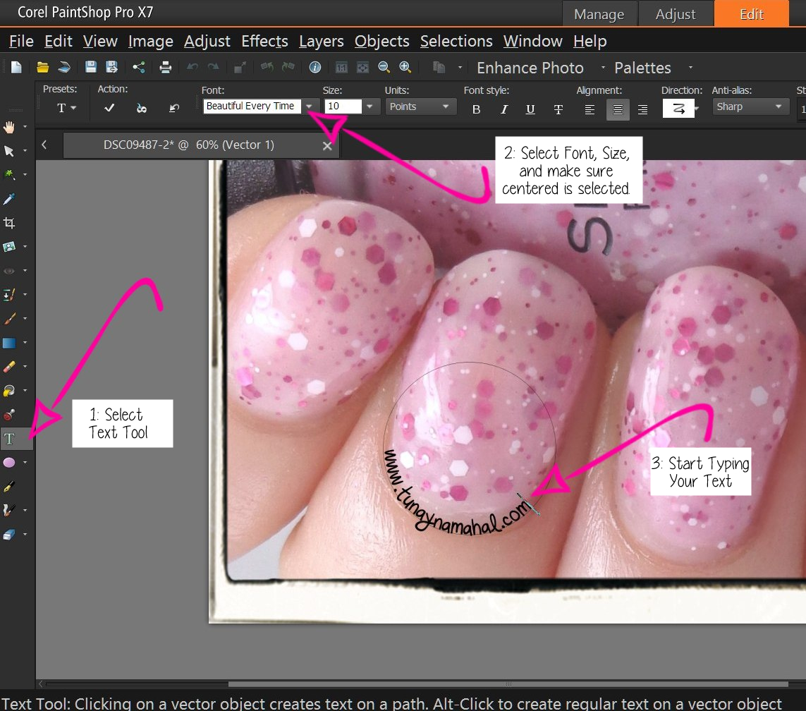 Creating Curved Watermarks for Nail Polish Photos w/ Paintshop Pro X7 ...