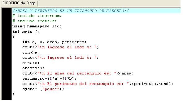Programadores Cies: Área y Perímetro de un Triángulo Rectángulo