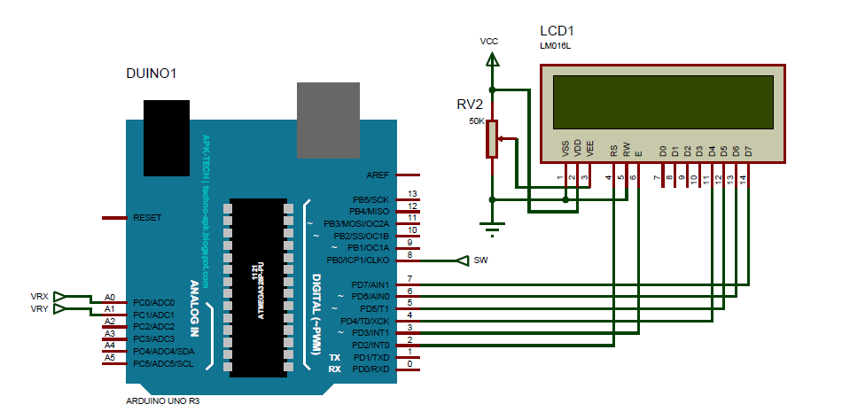 Koneksi Arduino UNO dengan LCD
