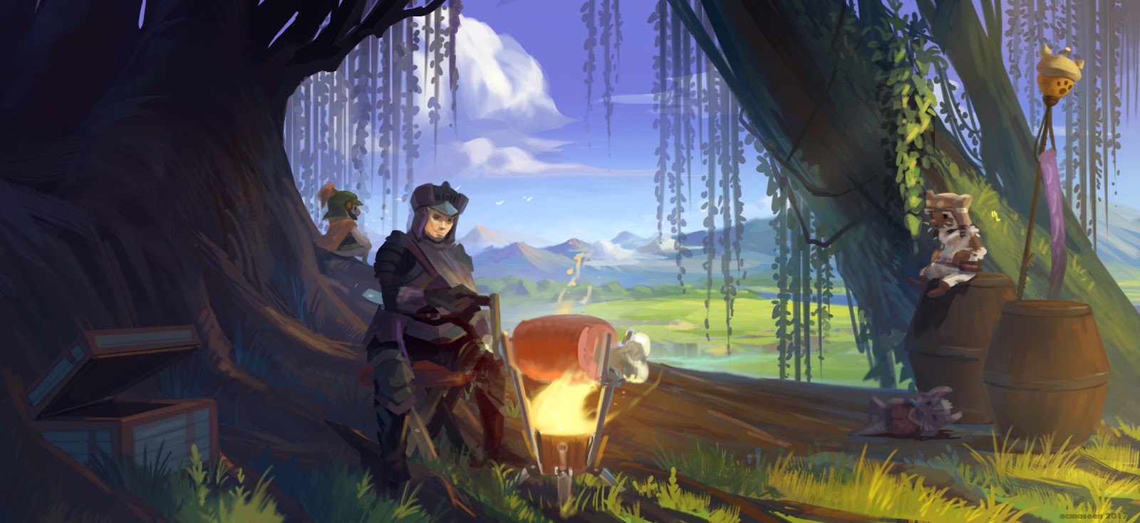 AC Masoen: Monhun World Fanart: Cooking Time!