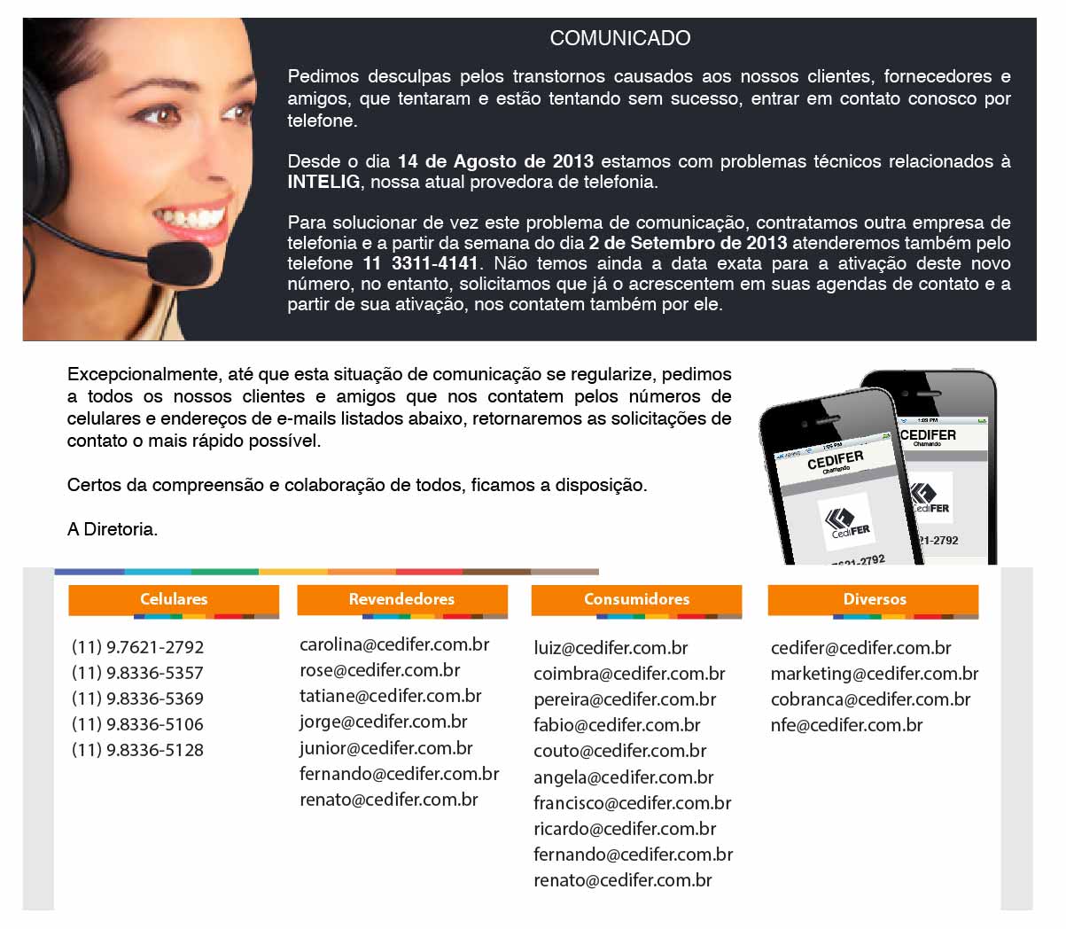 CediFER: Novo contato telefônico