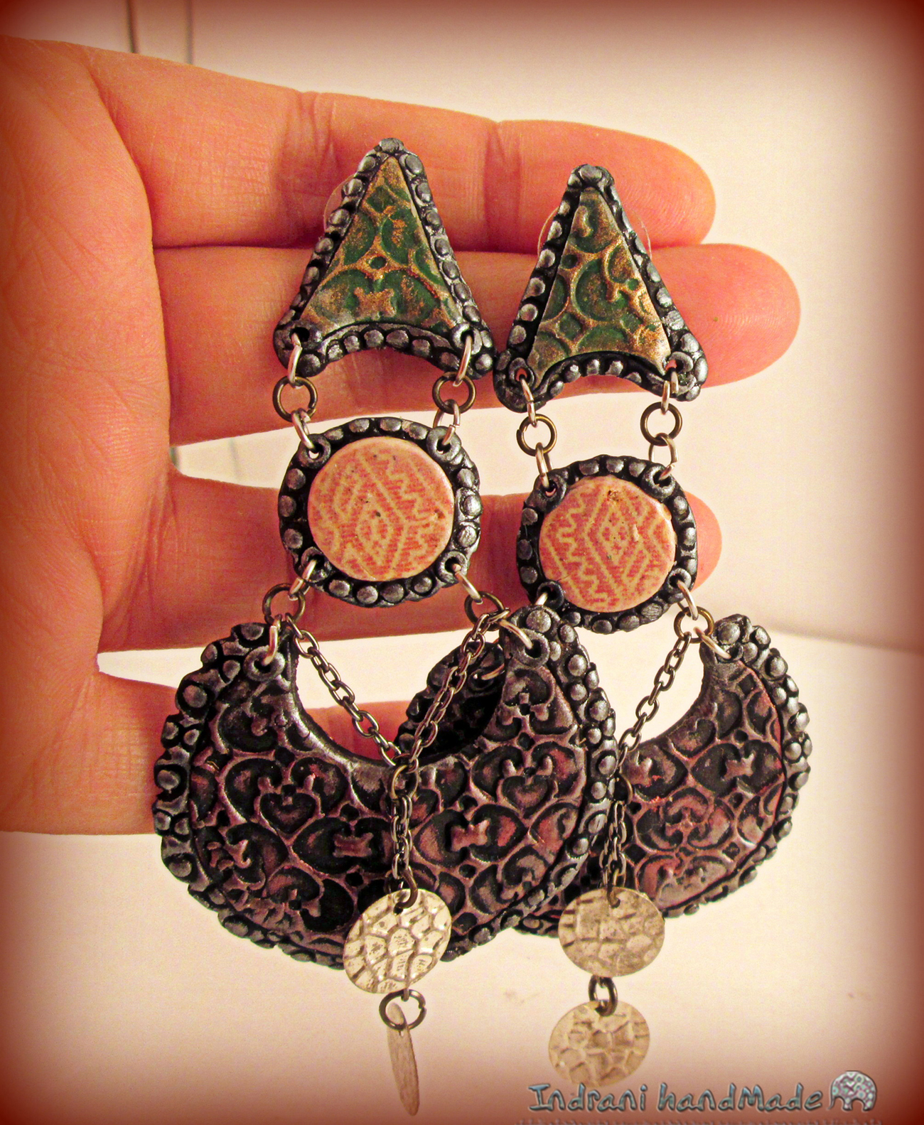 Indrani Handmade: Cercei handmade foarte lungi - Wedding in Marabout