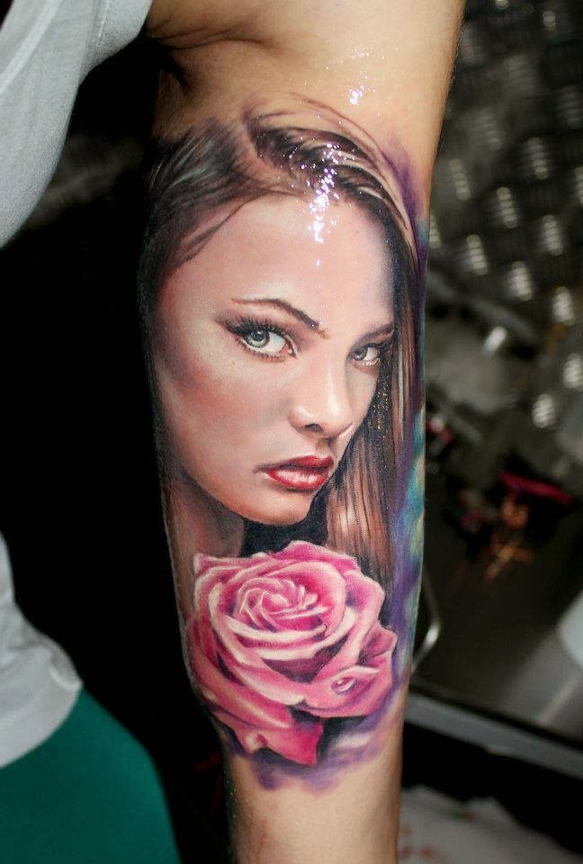 tatuaje de rostro con rosa en brazo - .Ideas para tu proximo Tattoo ...