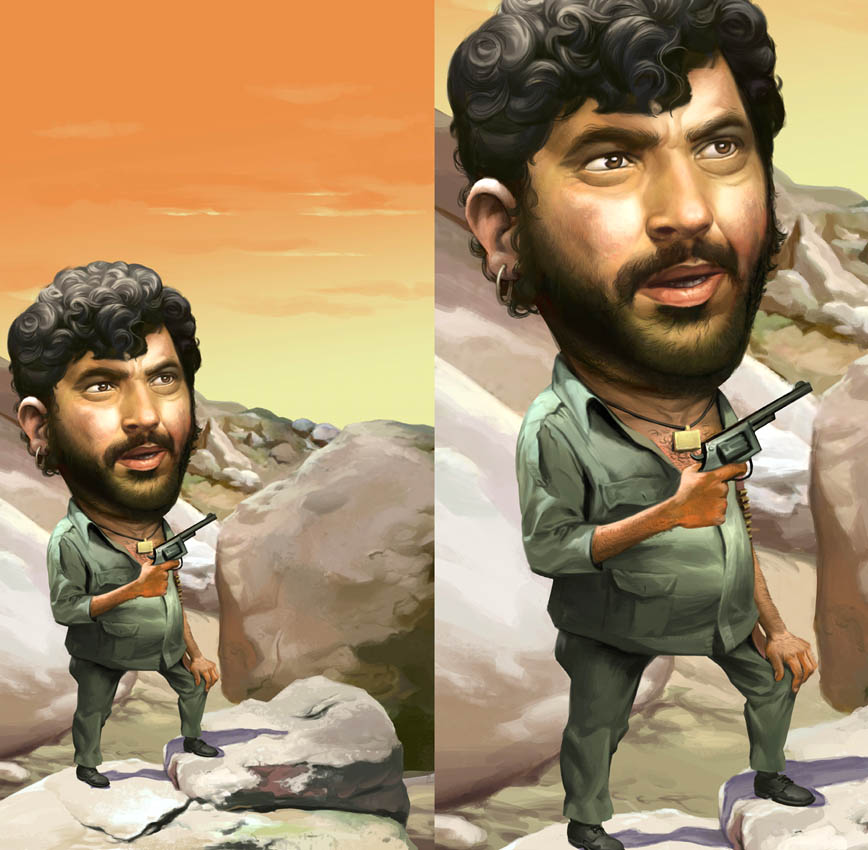 Vivek Shinde's Art: Gabbar Singh illustration for Radio Mirchi