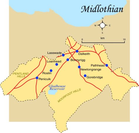 Map of Midlothian Province Area
