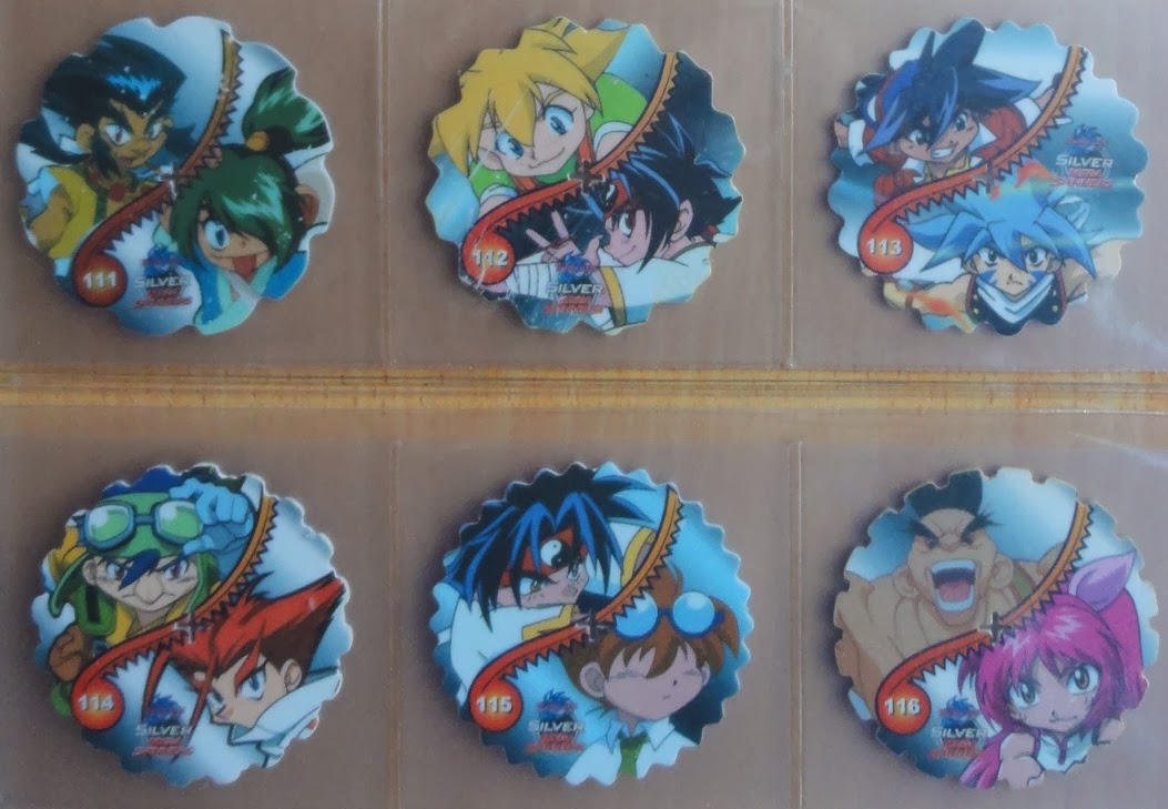colecções: coleção tazos beyblade silver mega spinners