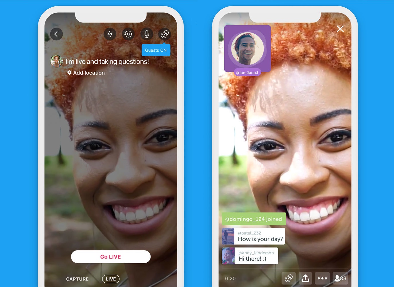Finally, Guests can be a part of livestream videos on Twitter