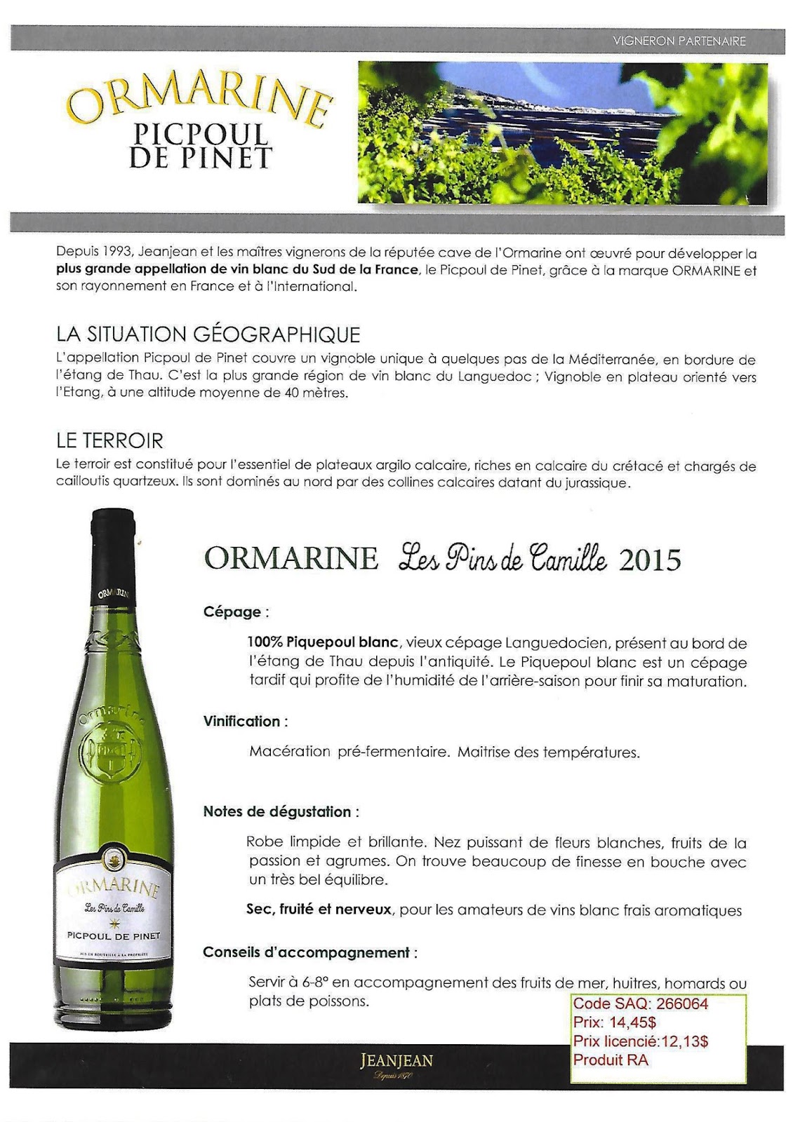 Club des Dégustateurs de Grands Vins: Fiche technique: Picpoul de Pinet ...