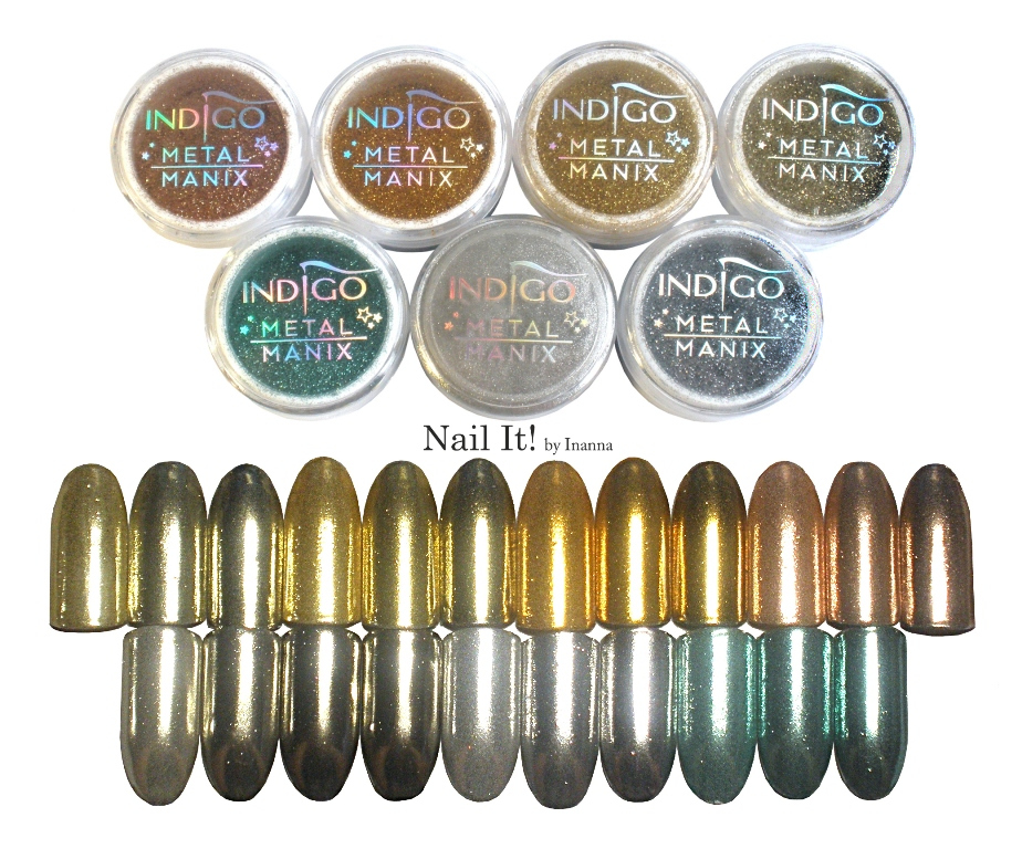 Compendium Indigo Metal Manix - swatches of all 7 powders, comparisons ...