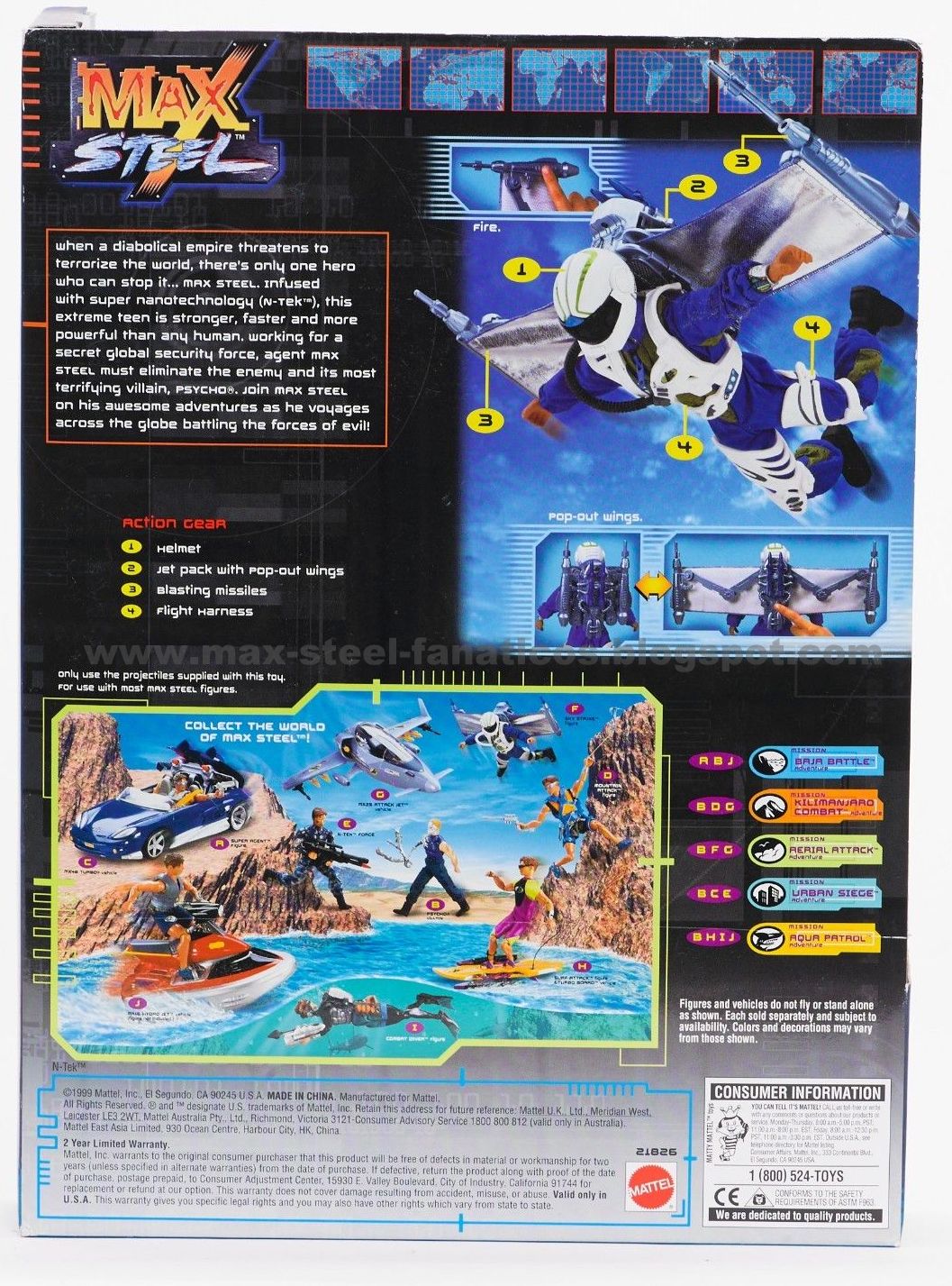 Max Steel Fanáticos: Línea Max Steel 1999-2000 Completa