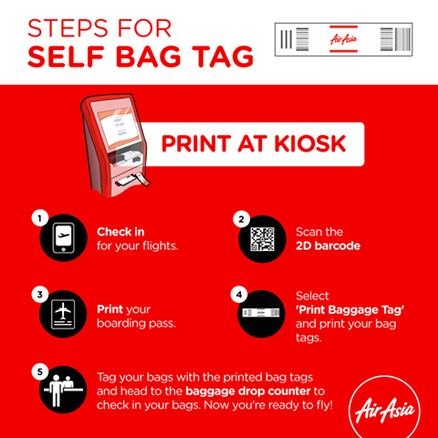 AirAsia 推出Self Print Baggage Tag服务