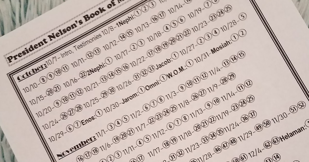 President Nelson's Book of Mormon Invitation Reading Chart