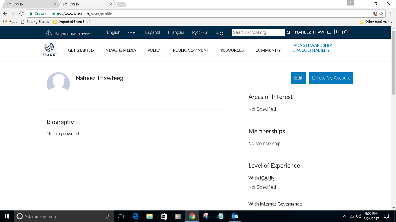 Naheez Thawfeeg's Blog: The Internet Corporation for Assigned Names and ...