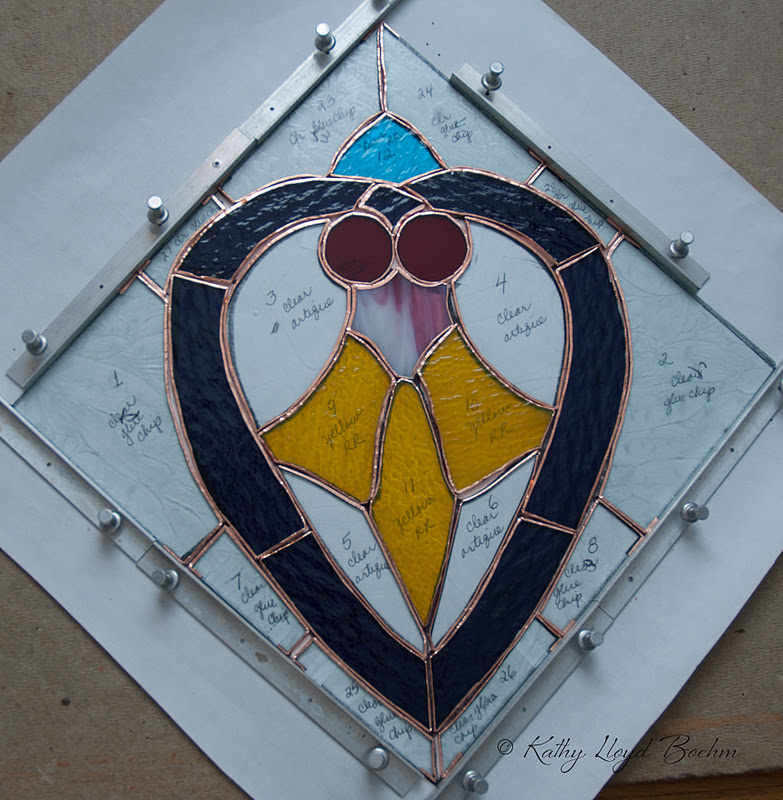 Boehm Stained Glass Blog: Entryway window glass foiled