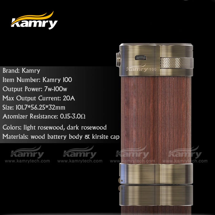 Electronic cigarette brands : kamry 100 watt wood box mod