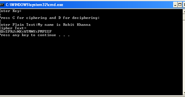 My Code Nuggets Caesar Cipher Algorithm Implemented In C