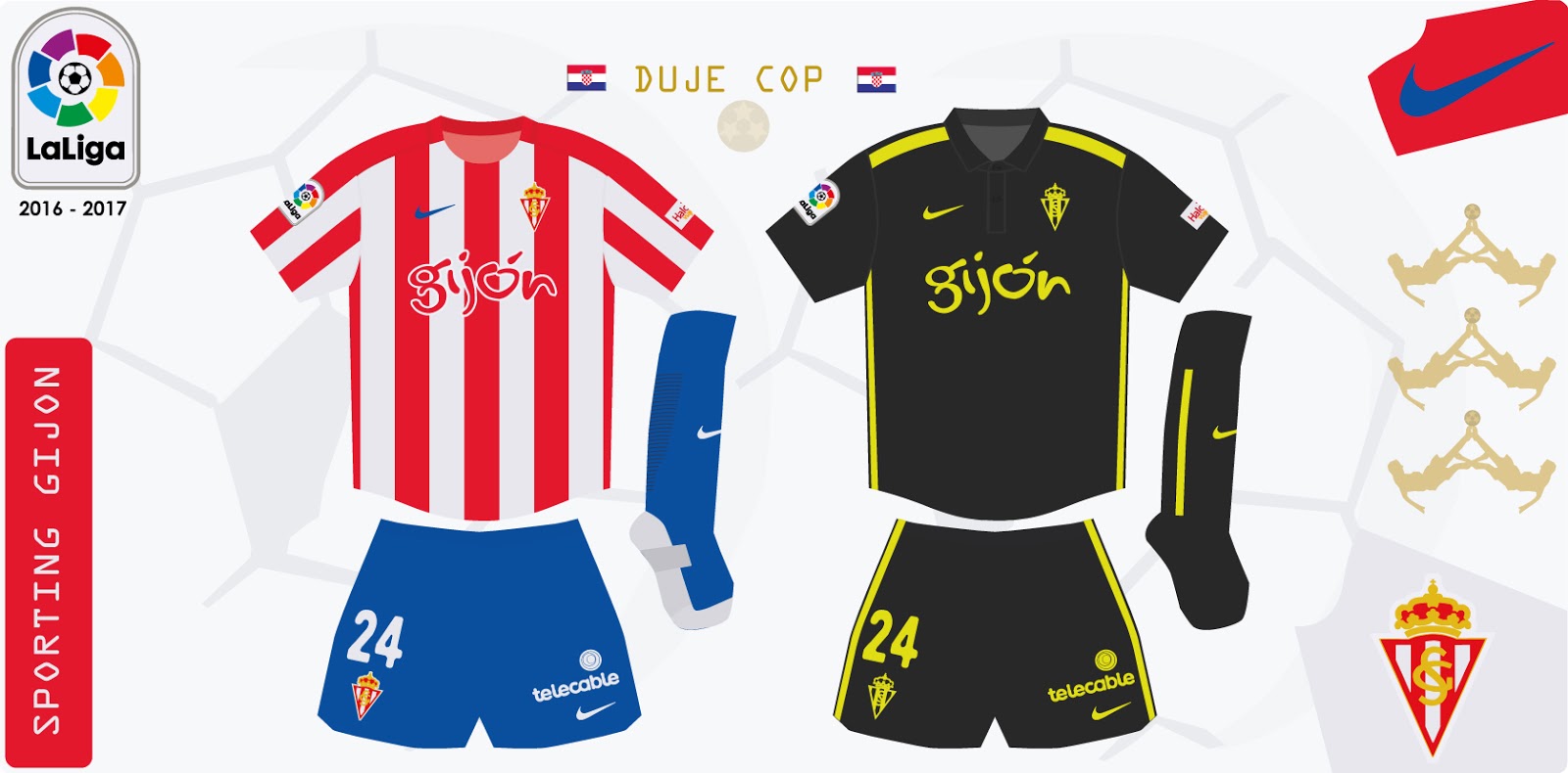 Design Futbol Kits: Sporting Gijon 2016 - 2017 (LaLiga Santander)