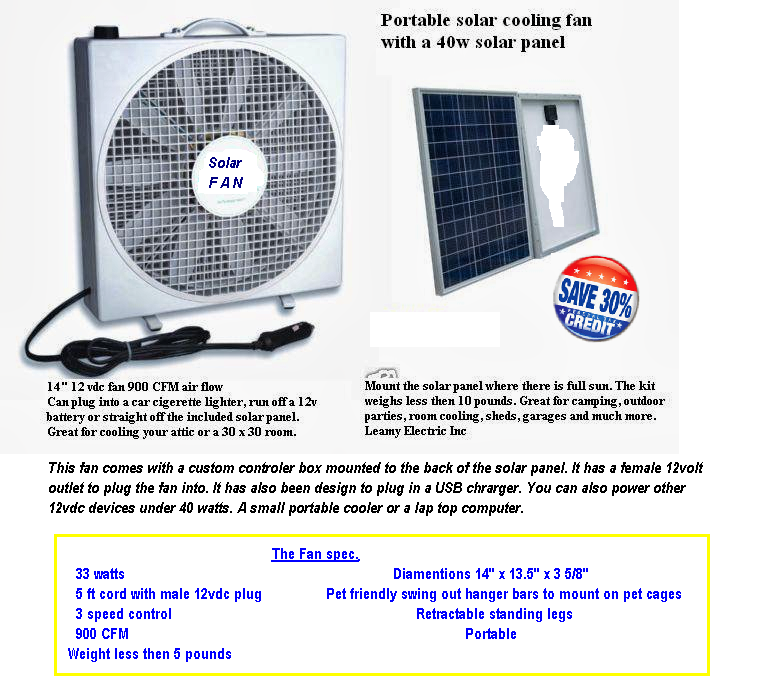 Solar Panels Wind Turbine Blog Leamy Electric Inc: Portable Solar Fan ...
