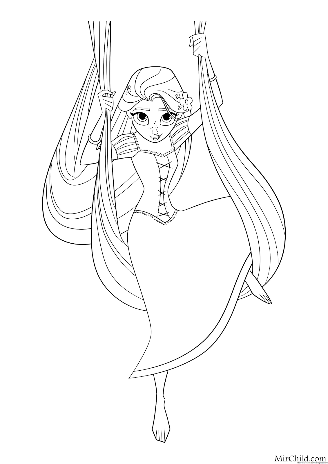 Раскраска Рапунцель Распечатать