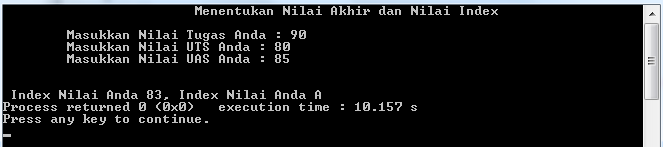 [Tutorial C] Membuat Program Menentukan Nilai Akhir dan Nilai Index Dengan C - ANAKBLOGGER.COM