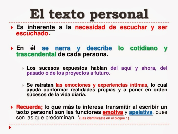 taller de lectura y redacción : BLOQUE (5) REDACCIÓN DE TEXTOS PERSONALES