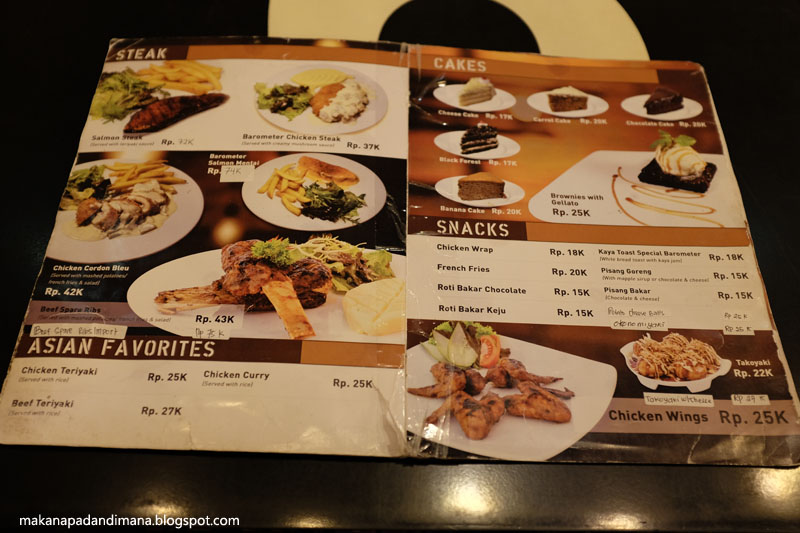 Daftar Menu Barometer Cafe Denpasar Bali - Makan apa dan dimana?