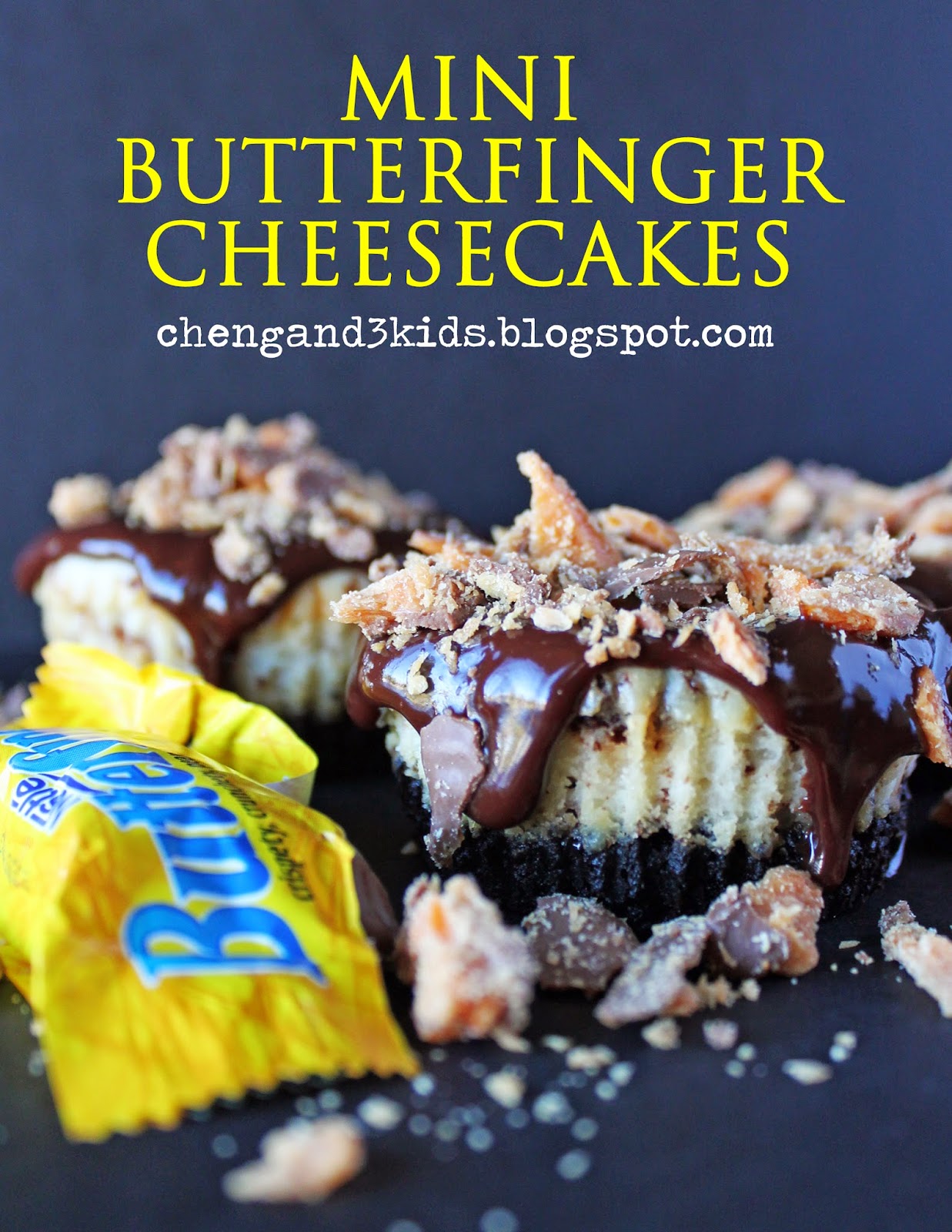 Cheng and 3 Kids: Mini Butterfinger Cheesecakes