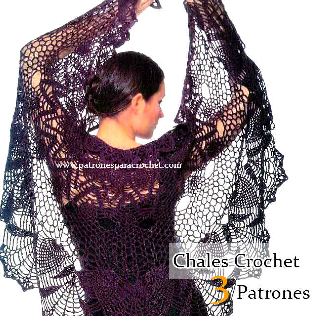 3 Patrones de Chales para tejer con Crochet