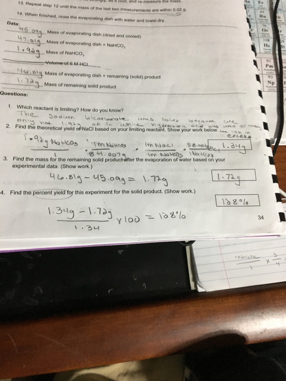 Lab 10: Mole to Mass Relationships Lab