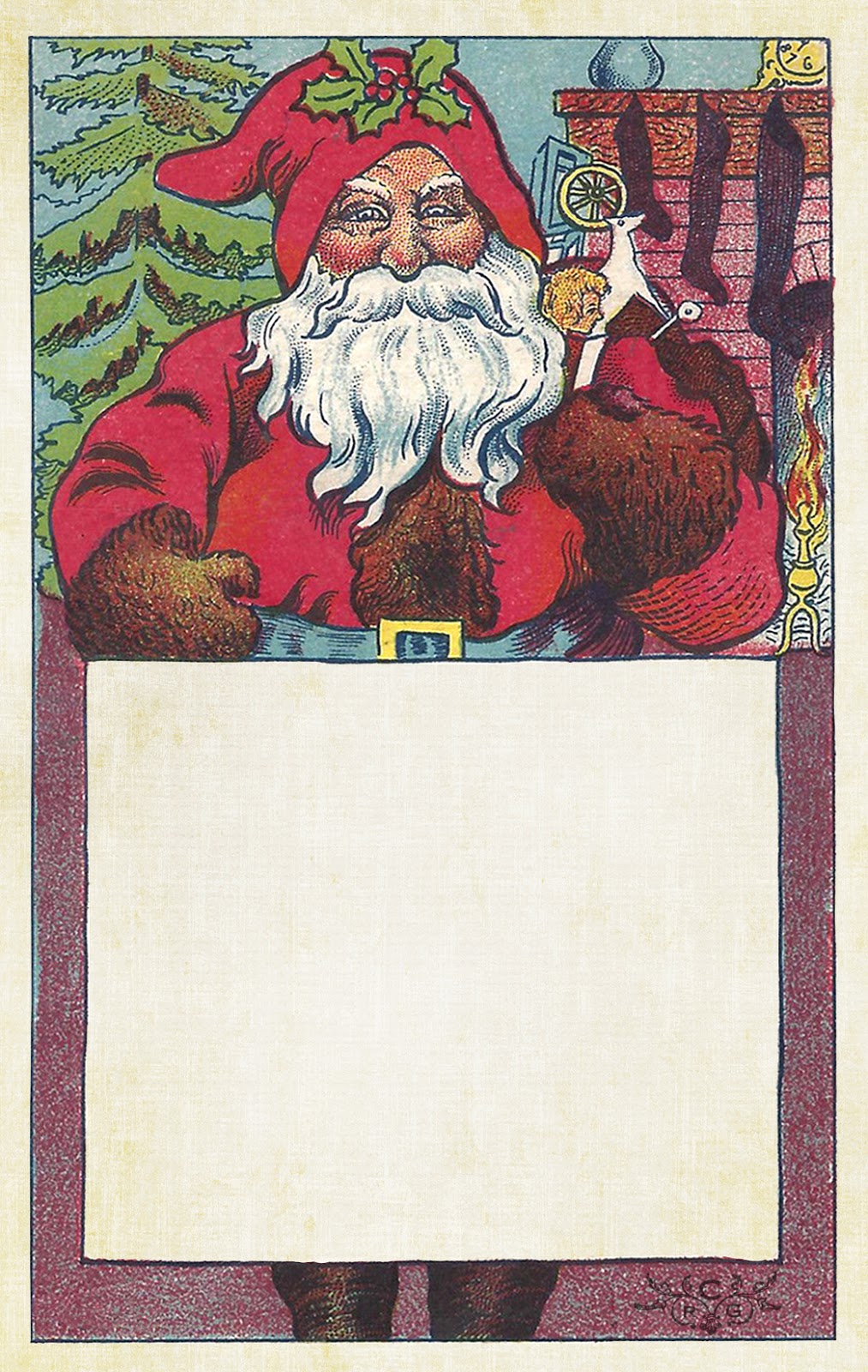 Chocolate Rabbit Graphics: Vintage Santa Postcard - Blank