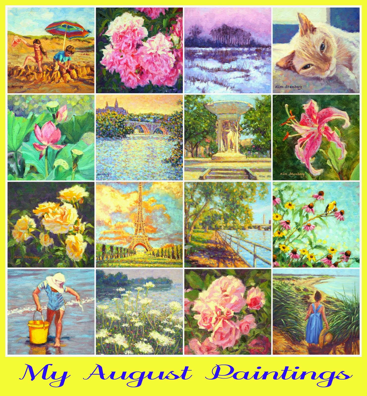 Kim Stenberg's Painting Journal: Collage of my August Paintings