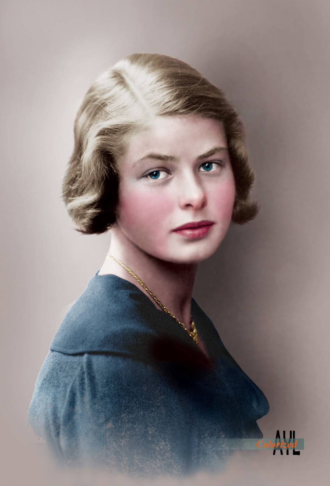 Colors for a Bygone Era: Teenaged Ingrid Bergman colorized from a self ...