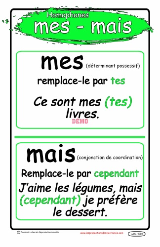 Français langue seconde enrichie, sec. 1: Révision (partie 1) - Homophones