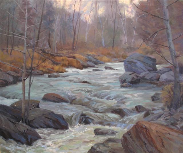 A Painting A Day by Laura Wambsgans: "Rushing River"