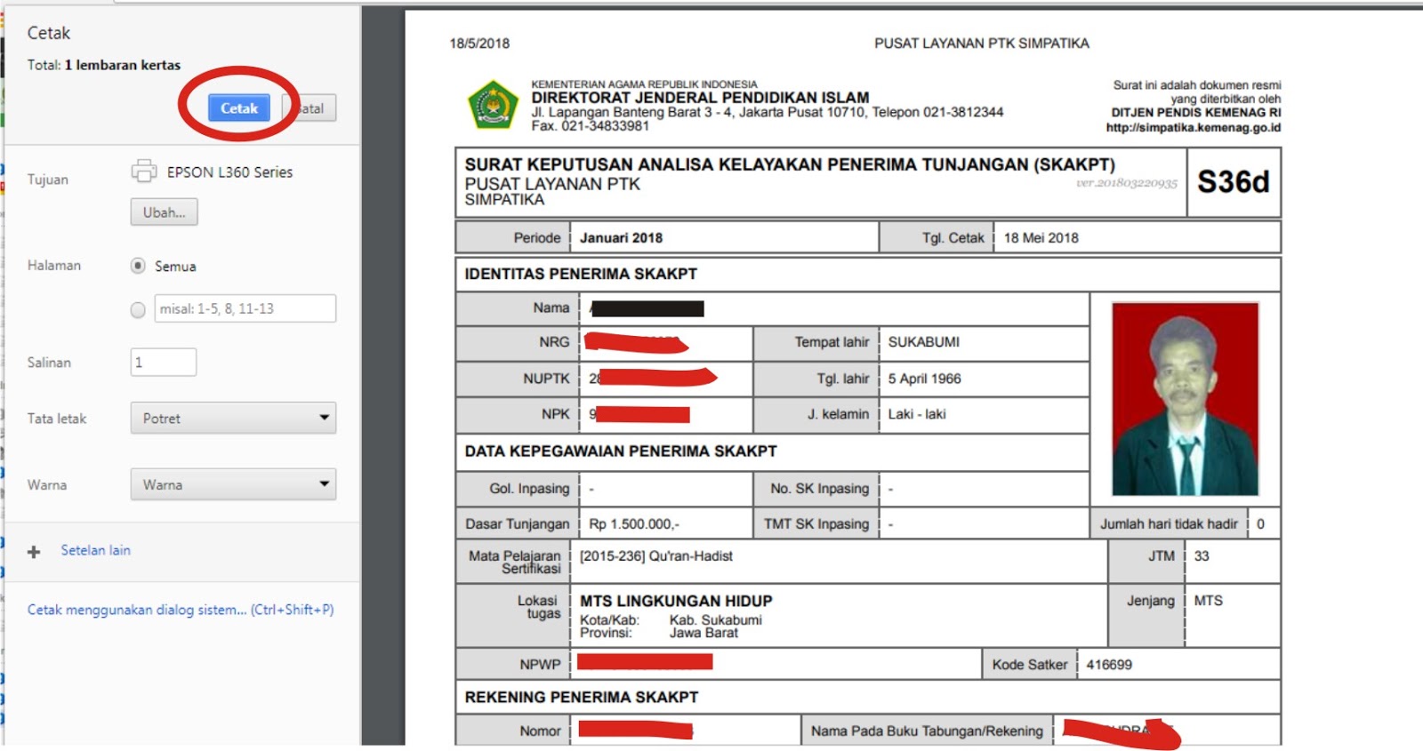 MTs. LINGKUNGAN HIDUP: Cara Cetak SKAKPT pada Simpatika