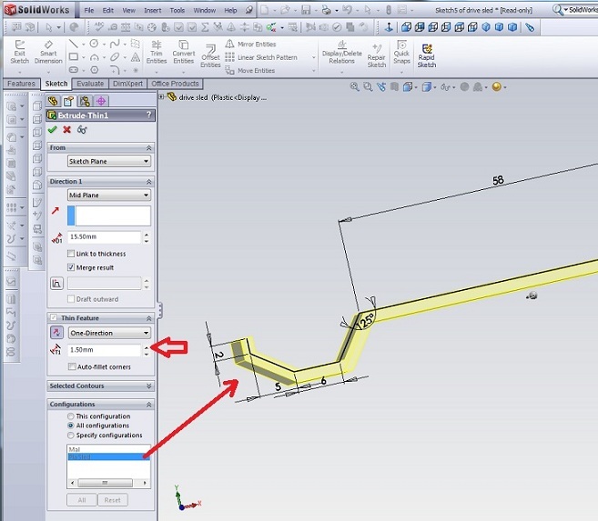 Membuat extrude thin Solidworks - ARUSHA_WORKS