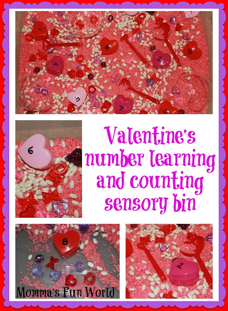 Momma's Fun World: Valentine's counting sensory bin