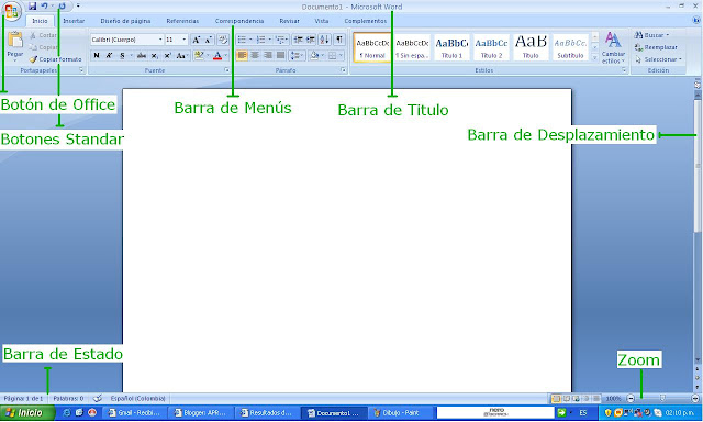 Blog de Informática: Ventana de Microsoft Word y sus elementos