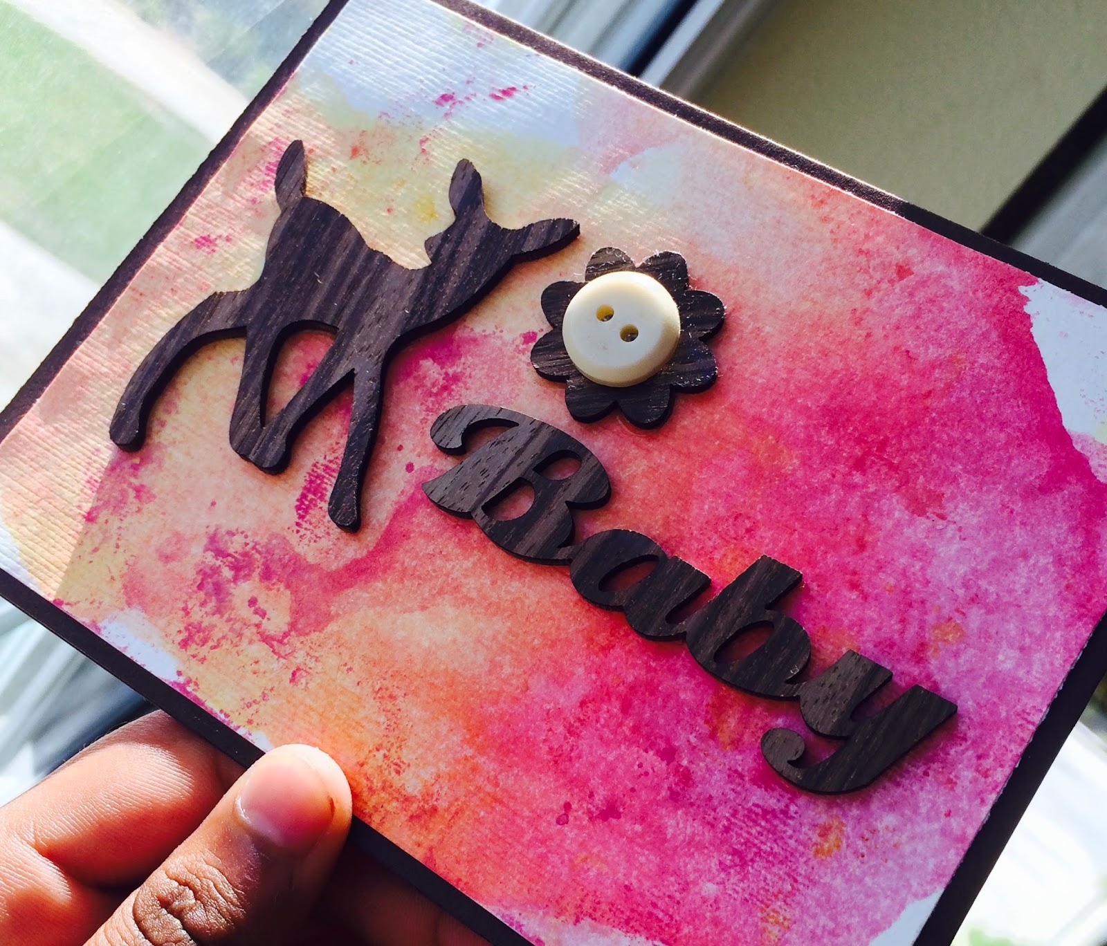 snippety scrap: Ink-watercolor Baby Card