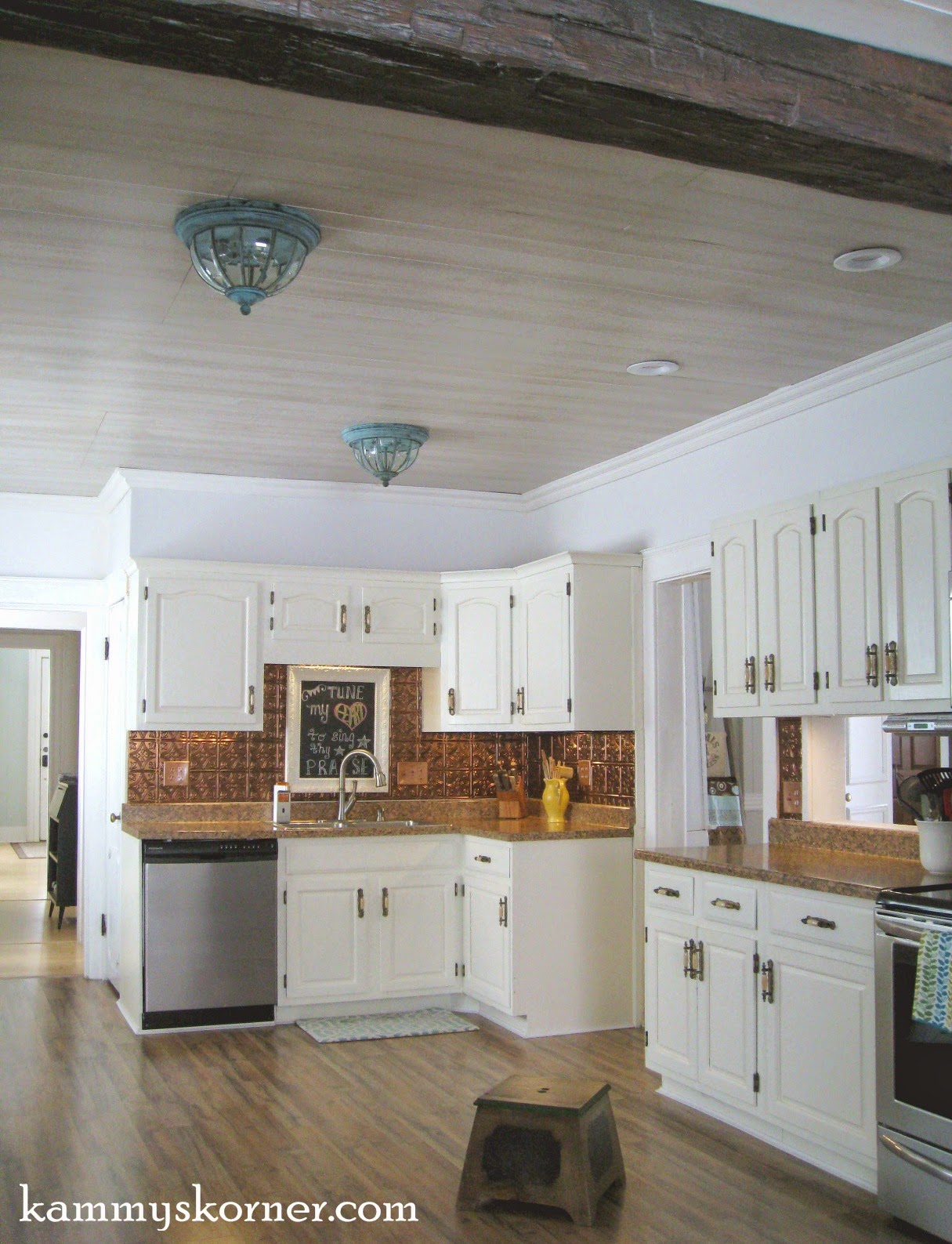 Kammy's Korner: Whitewash Paneled Kitchen Ceiling {Restoring The Lefere ...