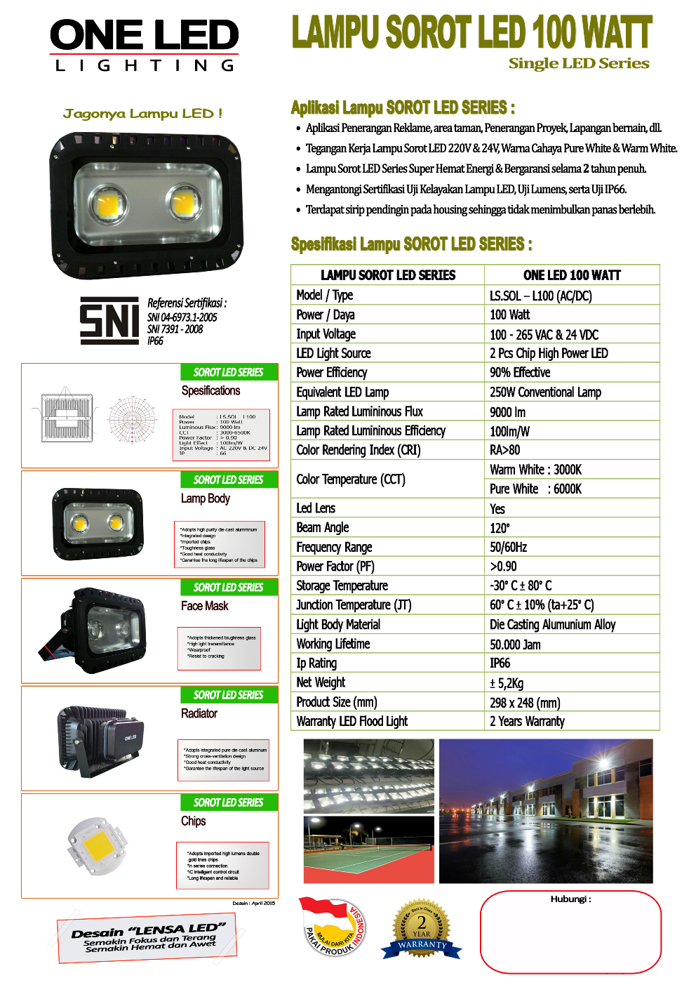 Energi Surya: Lampu Sorot LED 100 Watt – COB Series