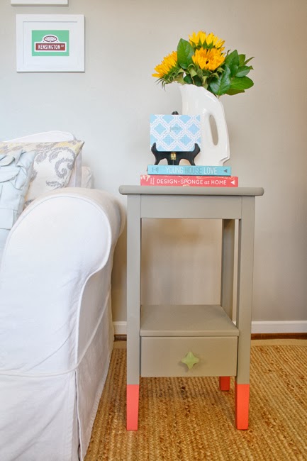 Coral and Gray Dipped Side Table {DIY}