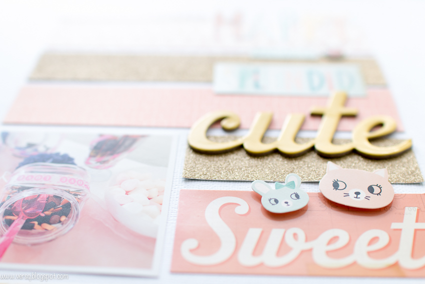 Cute - a layout with a lot of word stickers - V-tyylillä
