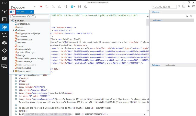 Dynamics Crm 2011 Javascript Debugging In Internet Explorer 11