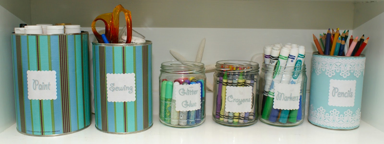 The Cozy Condo: Decorating Cans with Scrapbooking Embellishments