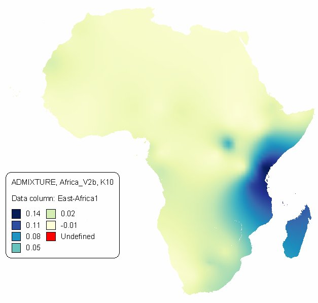 Ethio Helix ኢትዮ:ሒሊክስ: Gradient Maps for African ADMIXTURE components