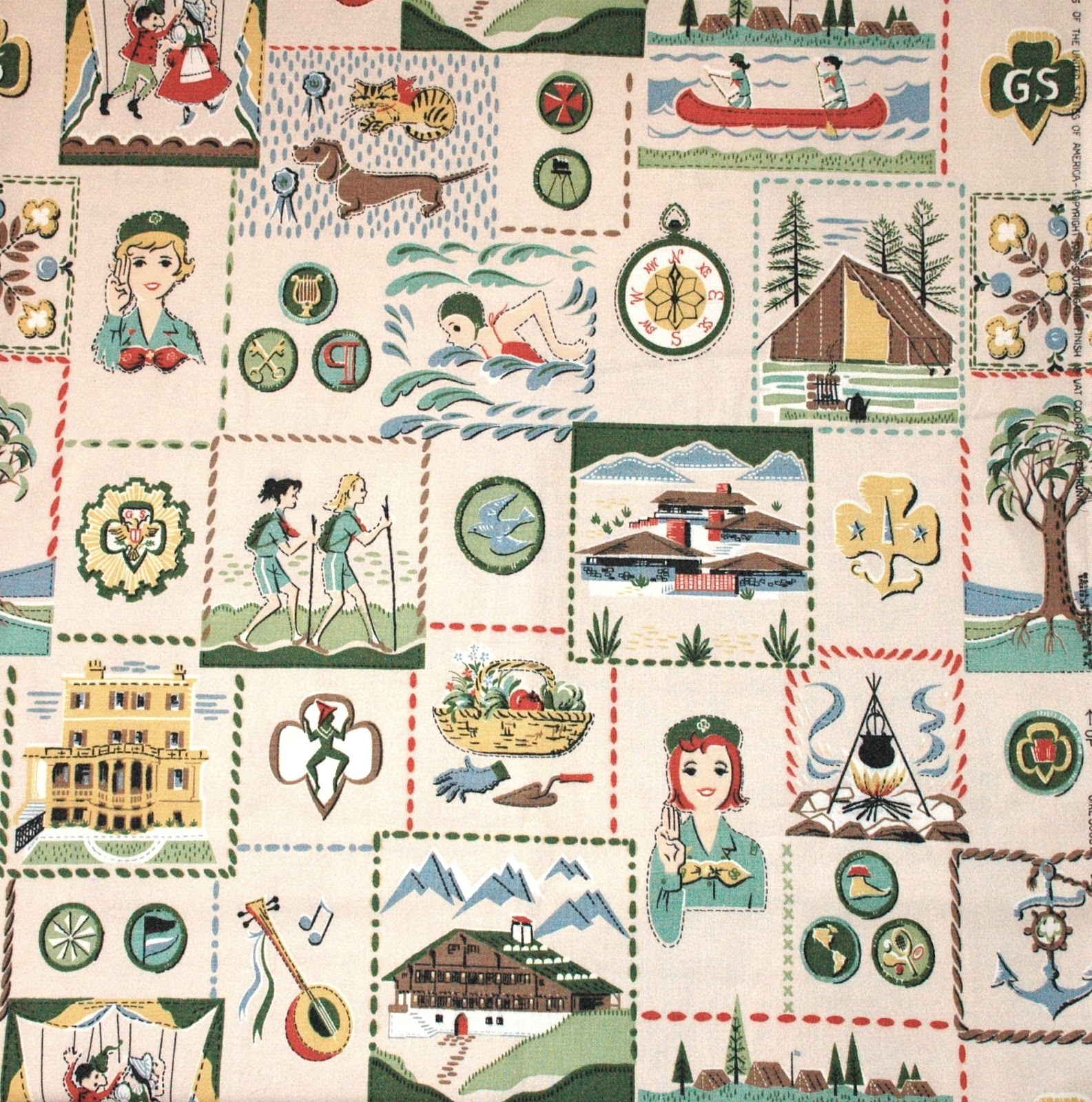 Sentimental Baby: Vintage 1959 Girl Scout Fabric vs. 2010 Robert ...