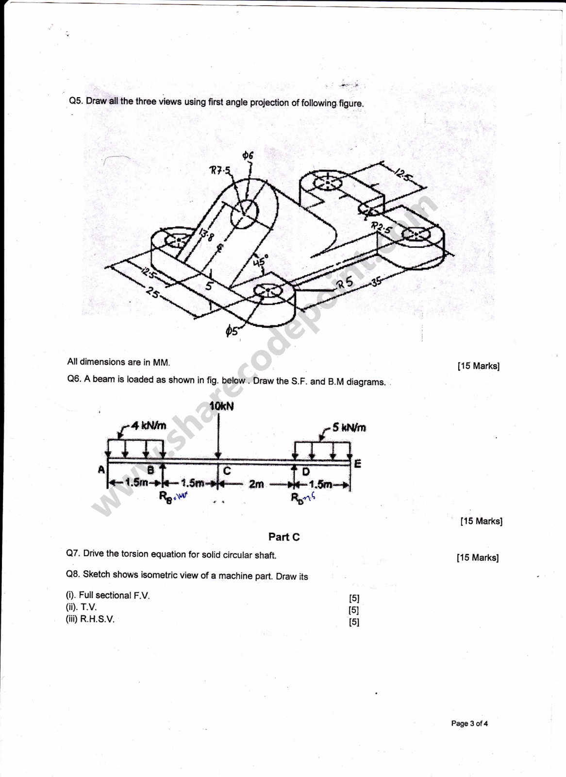 MEC101 : Mechanical Science-1 End Term Exam Question Paper